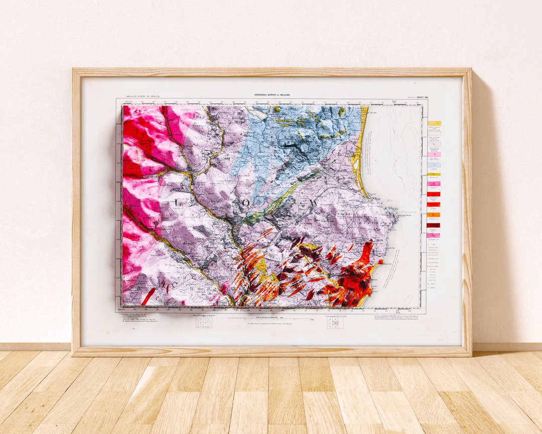 Wicklow County Topographic Map / Giclée Fine Art Print / Rathdrum ...