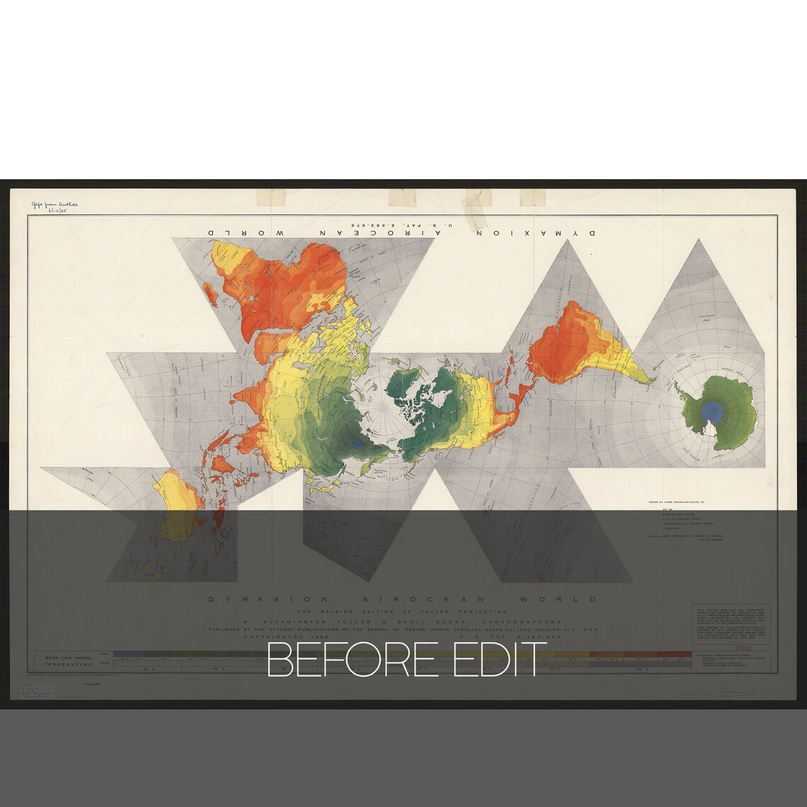 Dymaxion Airocean World Map / Fuller Projection / Elevation Topo Relief ...