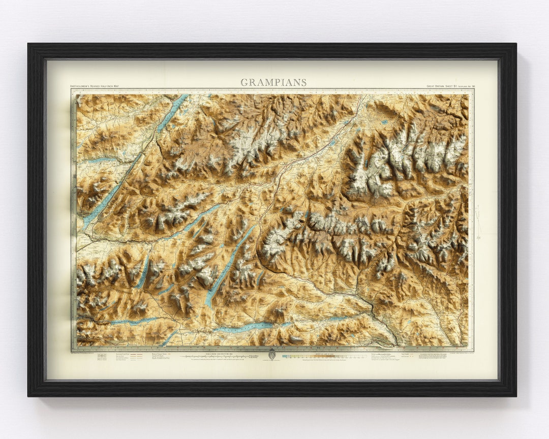 Grampians Topographic Map / Giclée Fine Art Print / Aviemore - Etsy