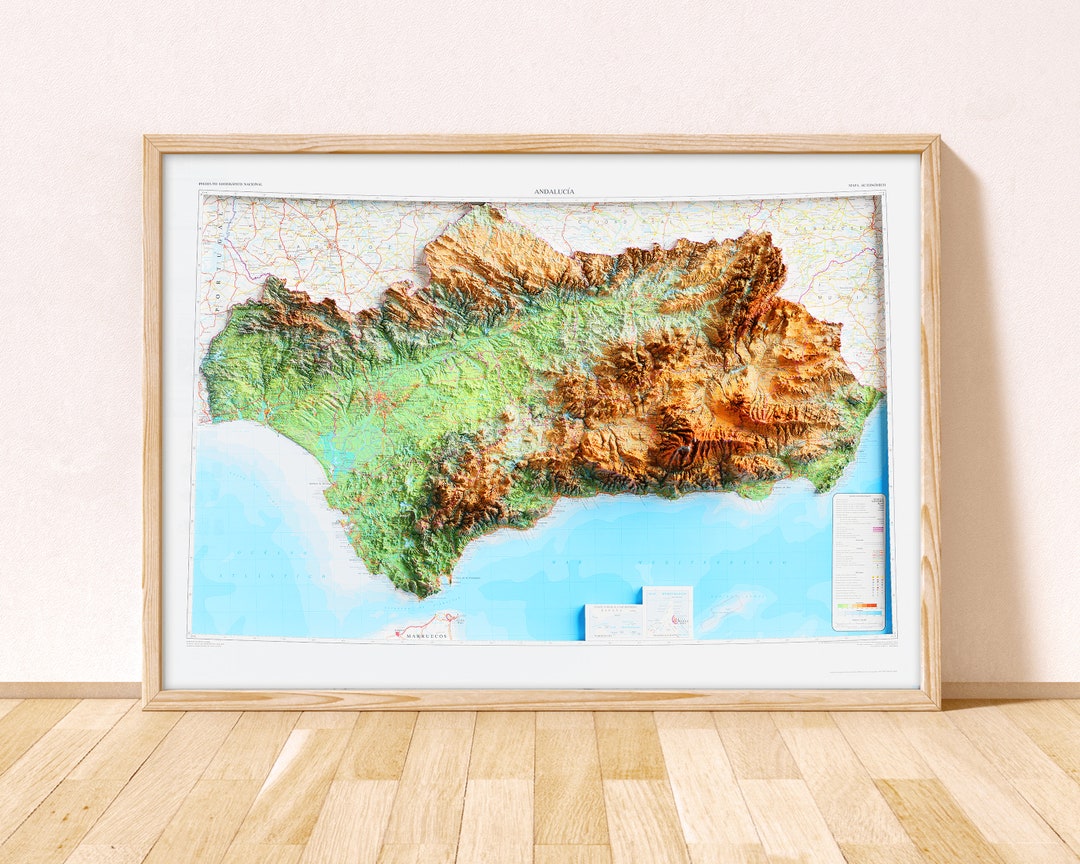 Andalucia andalusia Topographic Map / Giclée Fine Art Print - Etsy