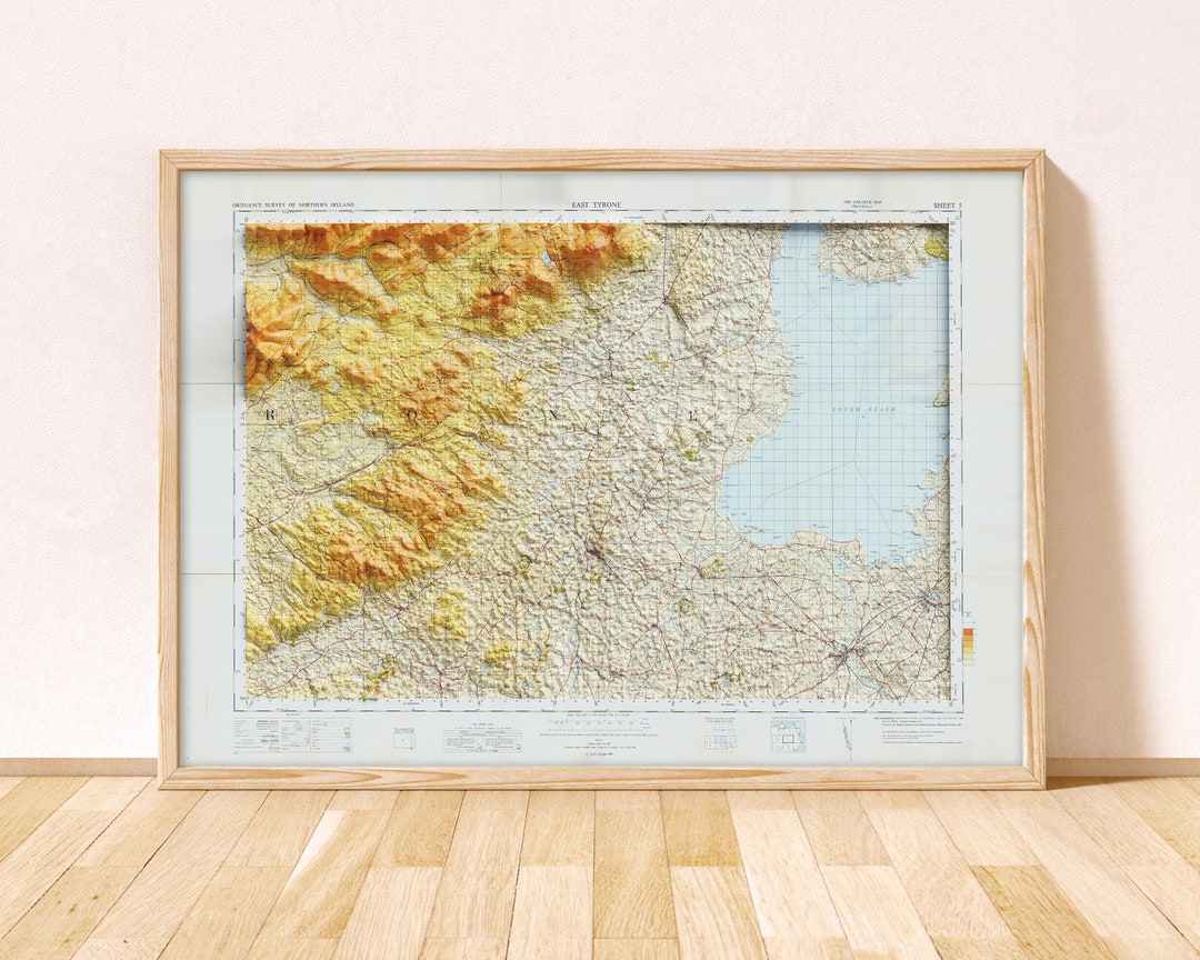 East Tyrone Topographic Map / Giclée Fine Art Print / County Tyrone Map ...