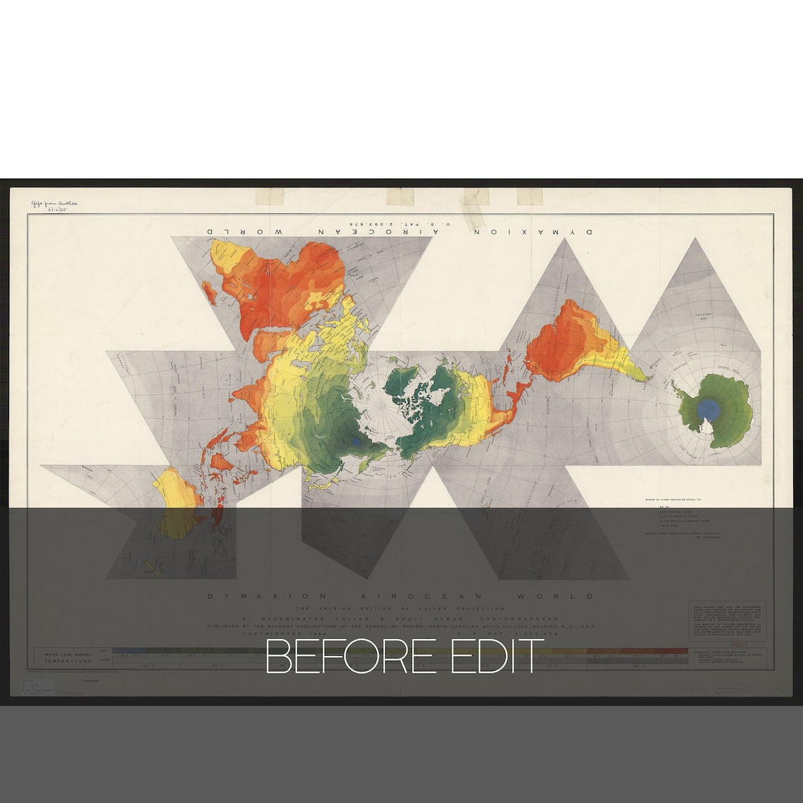 Dymaxion Airocean World Map / Fuller Projection / Elevation Topo Relief ...