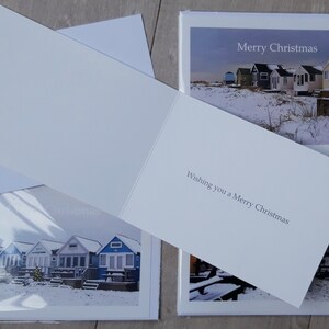 Christmas Cards Coastal Christmas Card Set of Dorset Beach Huts in Snow ...