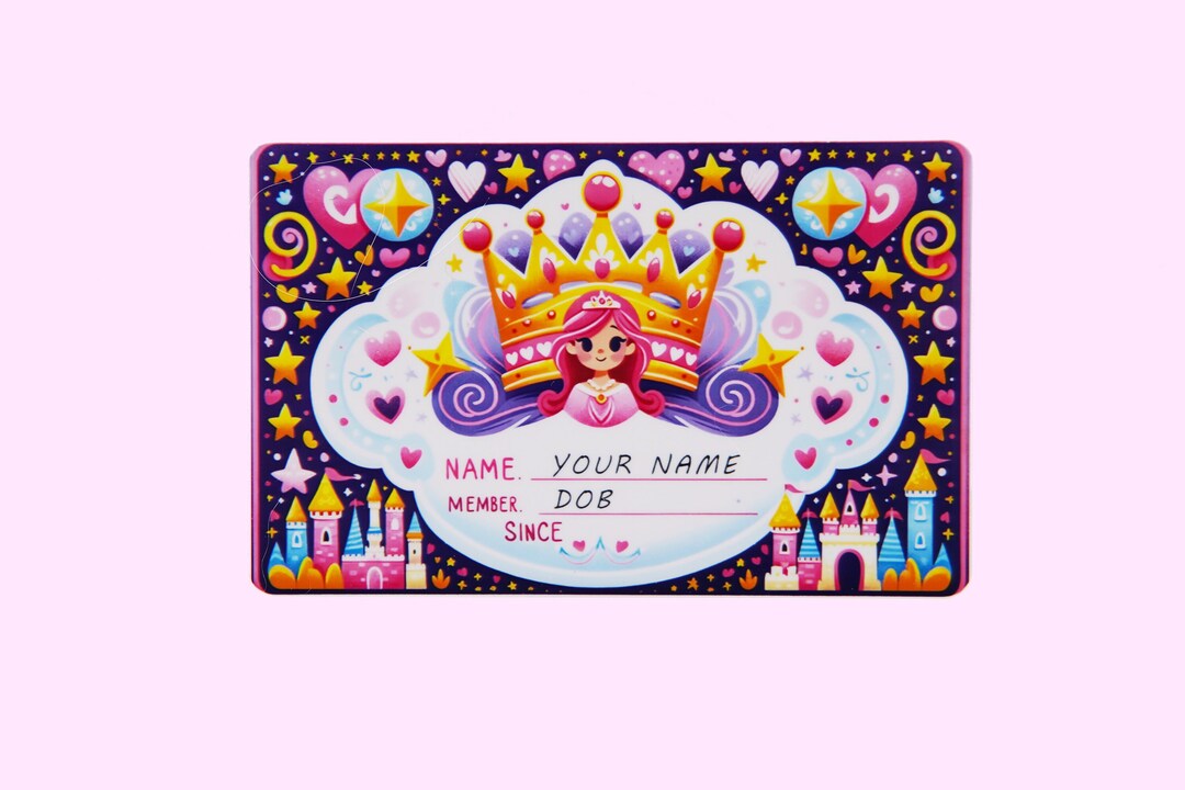 Kids Princess Member ID Card Custom Name - Etsy