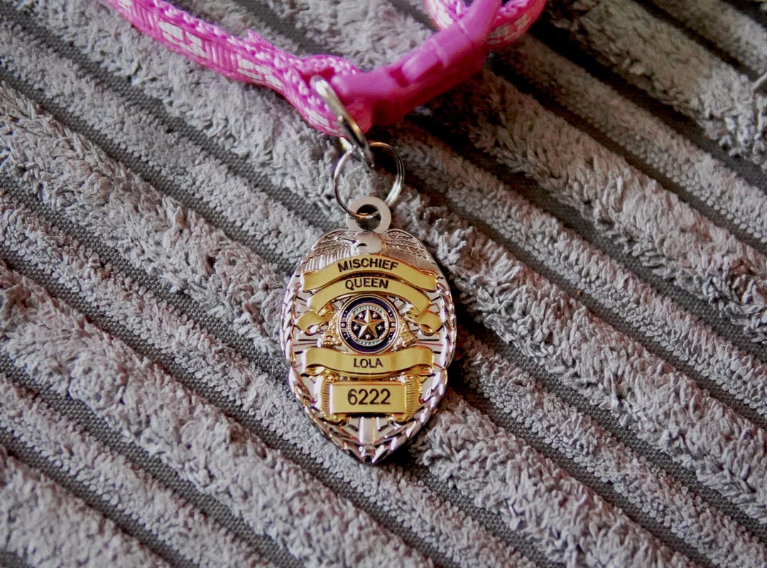 Engraved Pet Collar Police Badge Pendant - Etsy