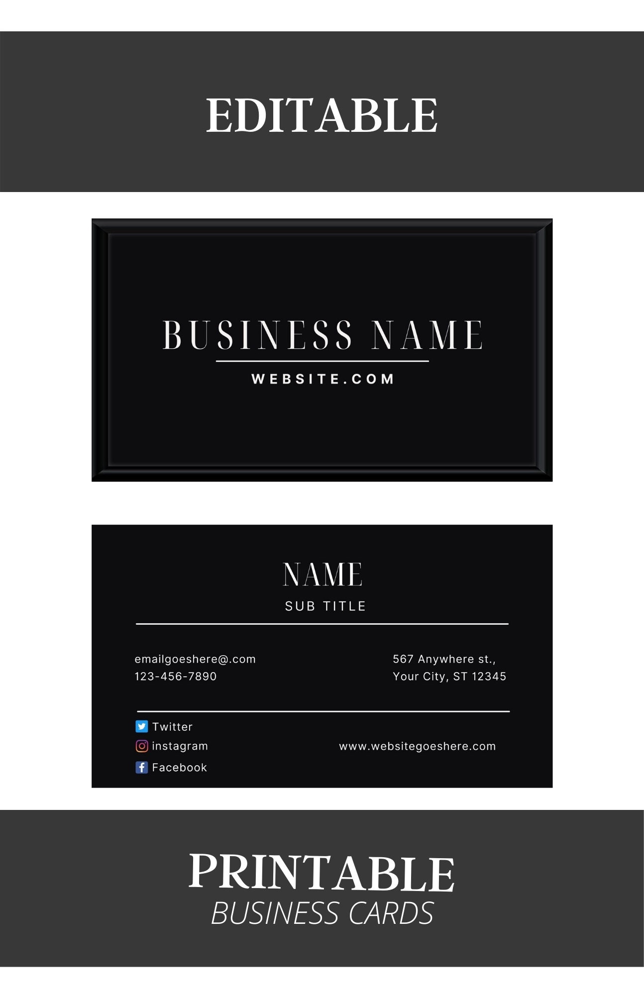 PDF Editable-printable Business Card - Etsy