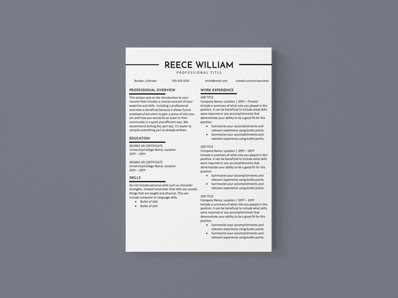 Resume Template Bundle CV Template Professional 3 Resumes | Etsy