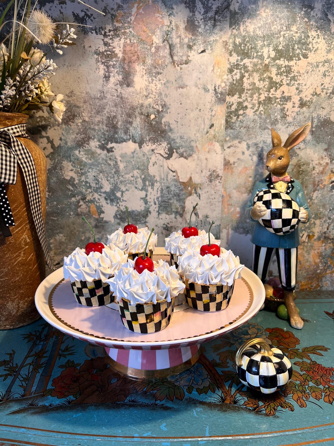 Artificial Faux Fake Cupcakes. Set With 5x Mackenzie Childs Inspired ...