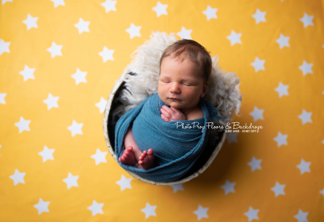 Bright Mustard Yellow Stars Newborn Photography MINI BACKDROP ...