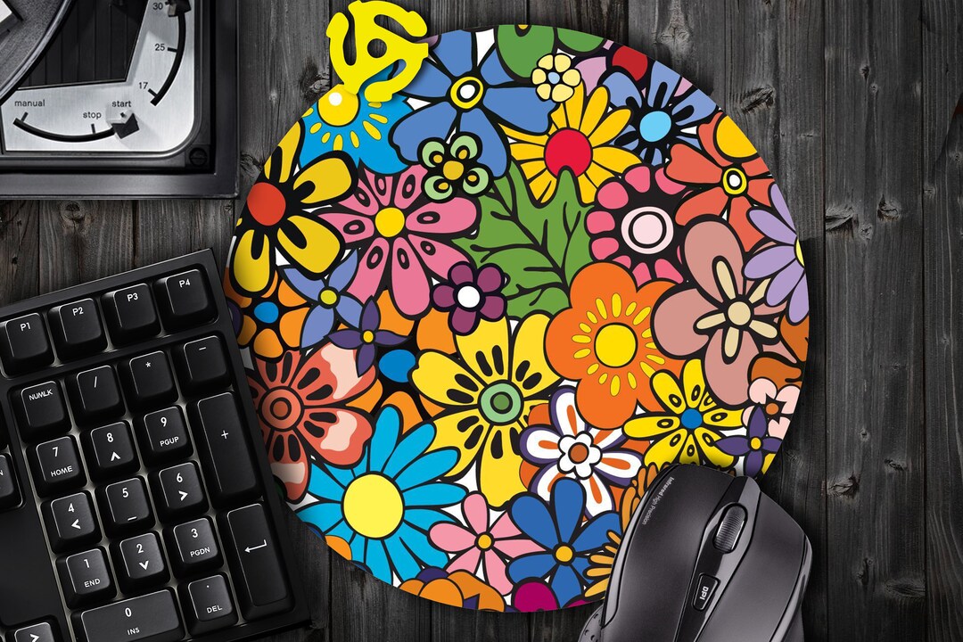 Hippy Y2K Hippie Flower Power 1 Mousepad Mat Beautiful Design Mouse Pad ...
