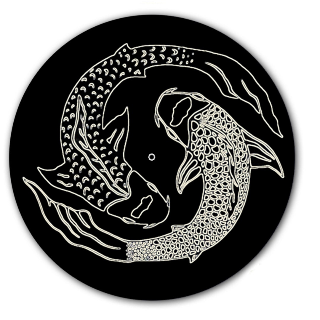 DJ Black and Cream Japanese Koi Fish Vinyl Memorabilia 7 - Etsy