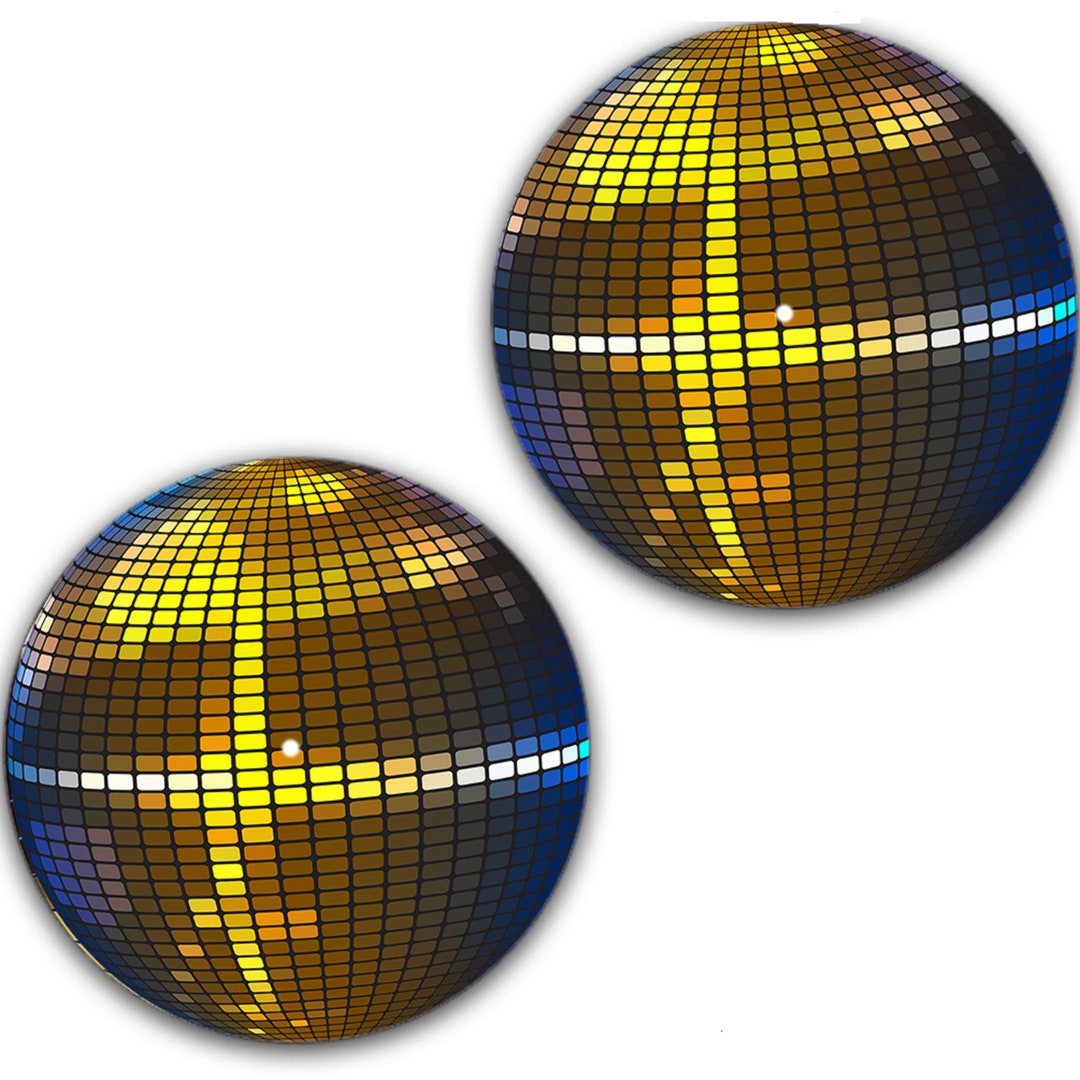 One Pair Gold Disco Ball 2 Vinyl Memorabilia 12 Inch Slip Mat Turntable ...