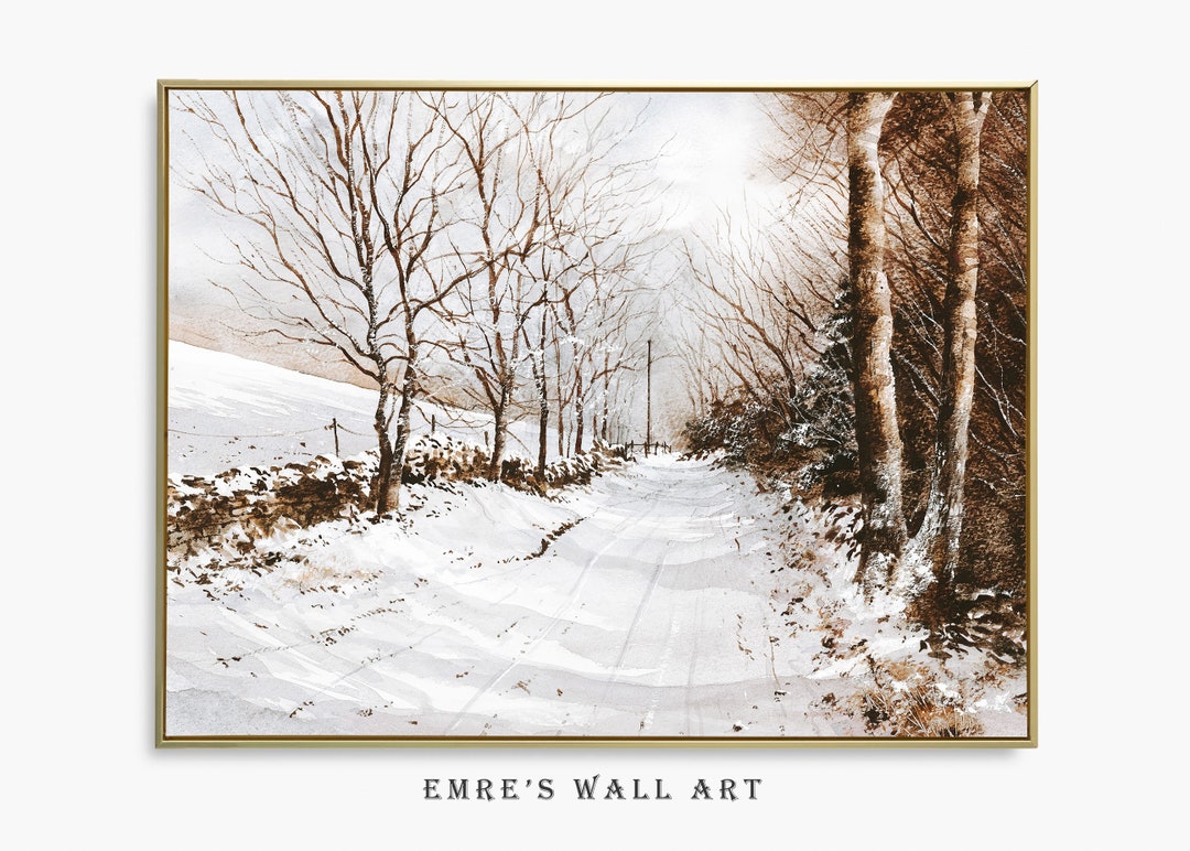 Muted Winter Landscape Painting Rustic Winter Painting - Etsy