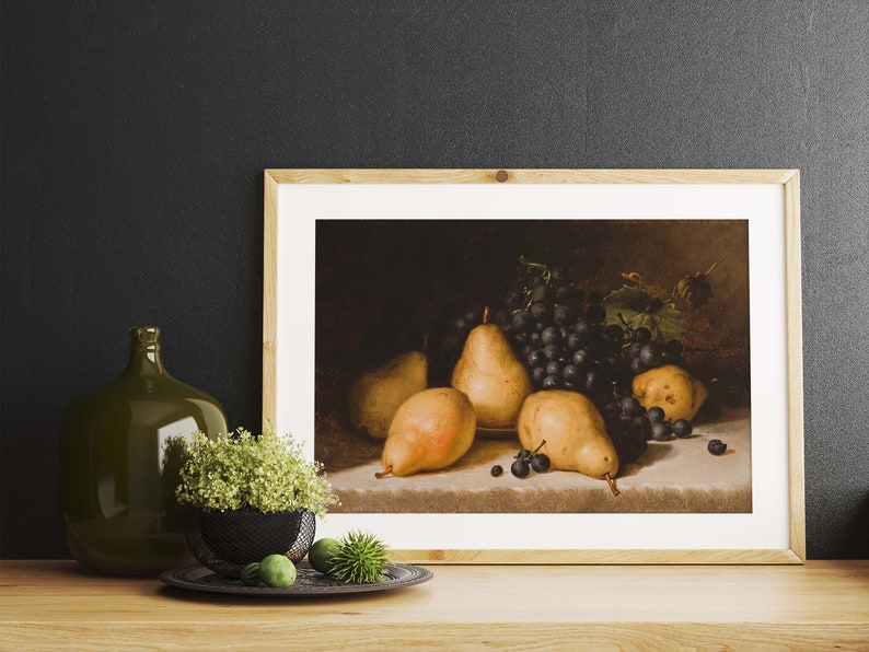 Vintage Kitchen Still Life Painting Moody Pear Wall Art - Etsy
