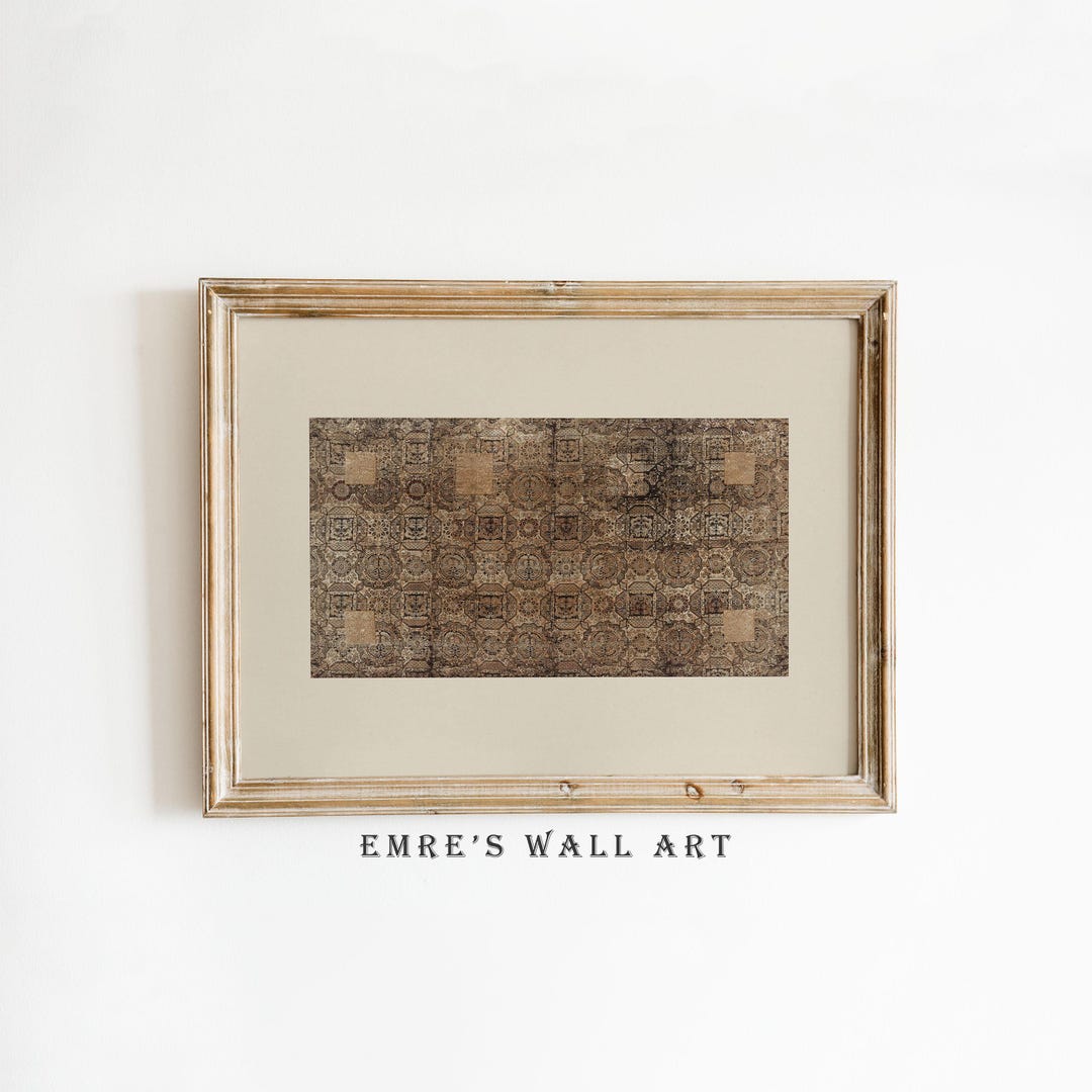 Vintage Tapestry Printable Wall Art, Antique Brown Rug Print, Vintage ...