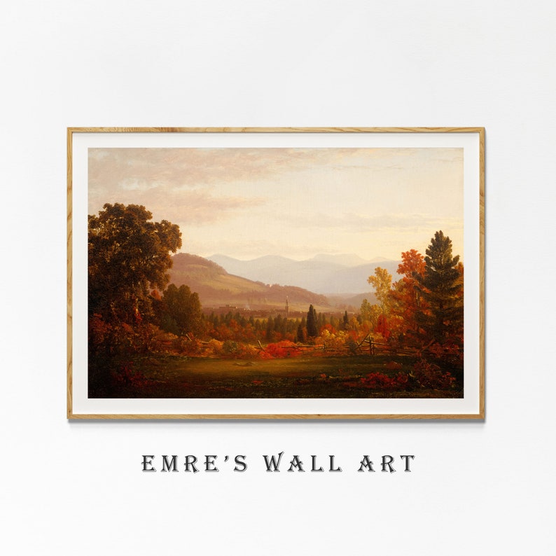 Vintage Autumn Landscape Oil Painting: Rustic Country Decor (digital ...