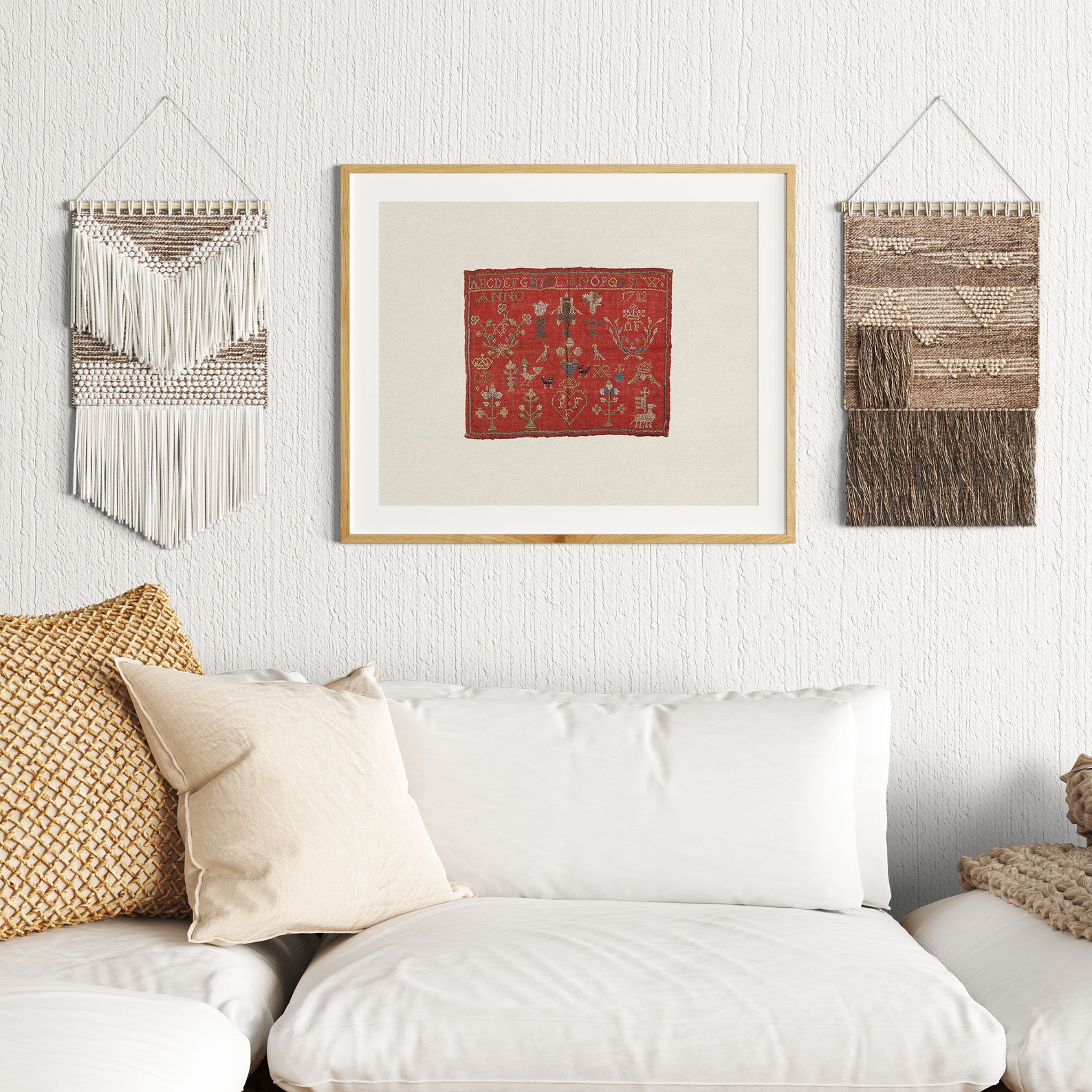 Antique Tapestry Art Print: Vintage Red Textile Wall Decor (digital ...
