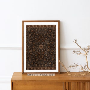 Rug Pattern Wall Art, Vintage Textile Art Print, Antique Tapestry ...