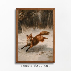 Fox Oil Painting, Vintage Forest Painting Print, Fox Art Print, Vintage ...