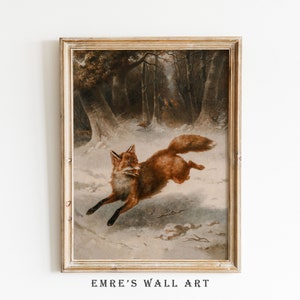 Fox Oil Painting, Vintage Forest Painting Print, Fox Art Print, Vintage ...