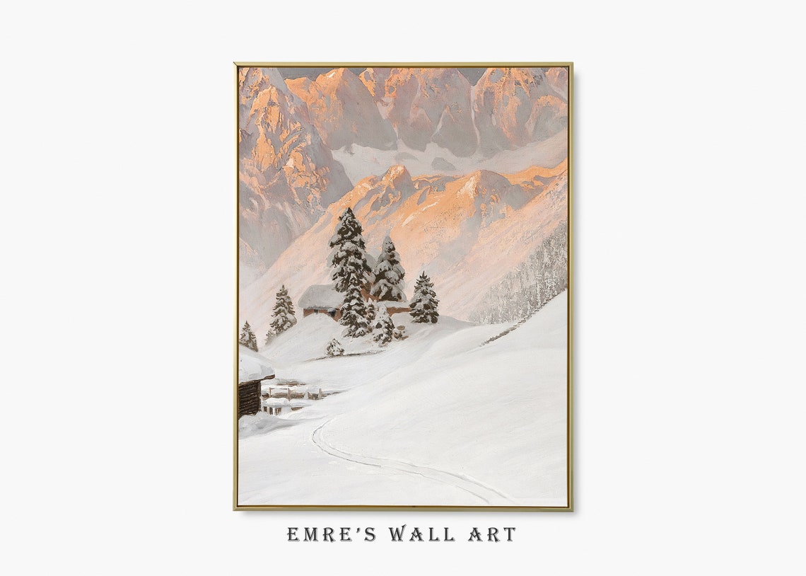 Winter Landscape Painting Set Rustic Winter Prints Winter - Etsy