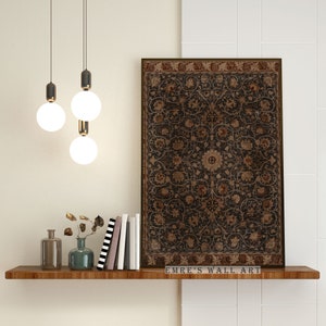 Rug Pattern Wall Art, Vintage Textile Art Print, Antique Tapestry ...