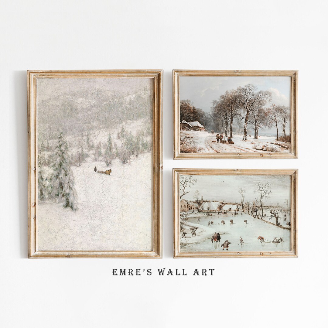 Winter Farmhouse Wall Print Set, Rustic Winter Wall Decor, Winter ...