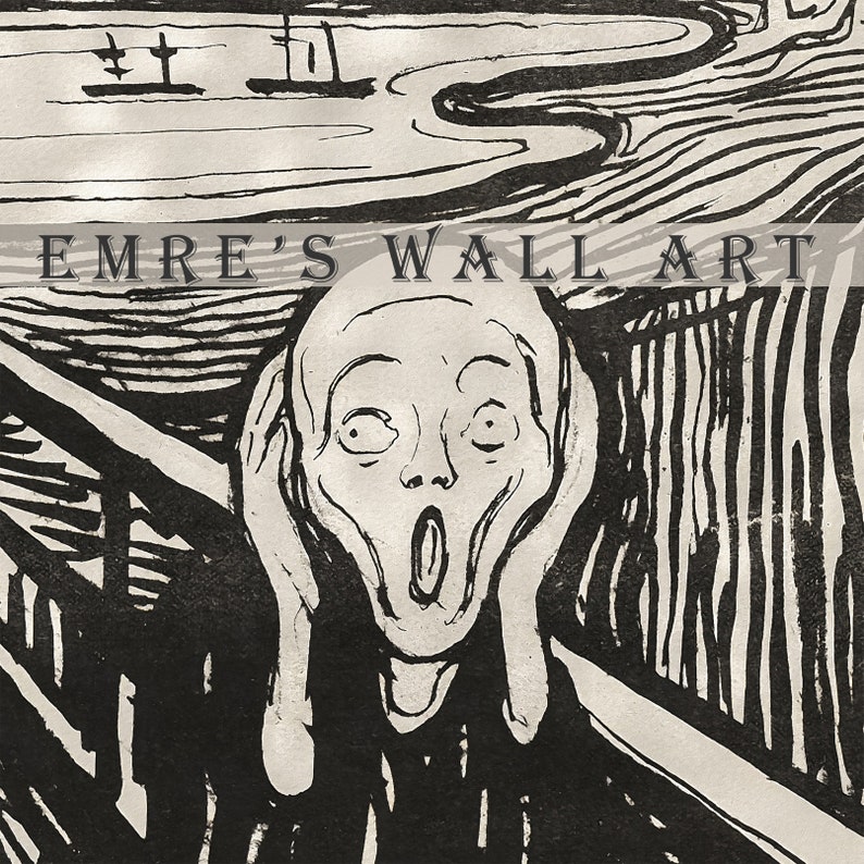 The Scream Edvard Munch Vintage Sketch Art Print Figure - Etsy