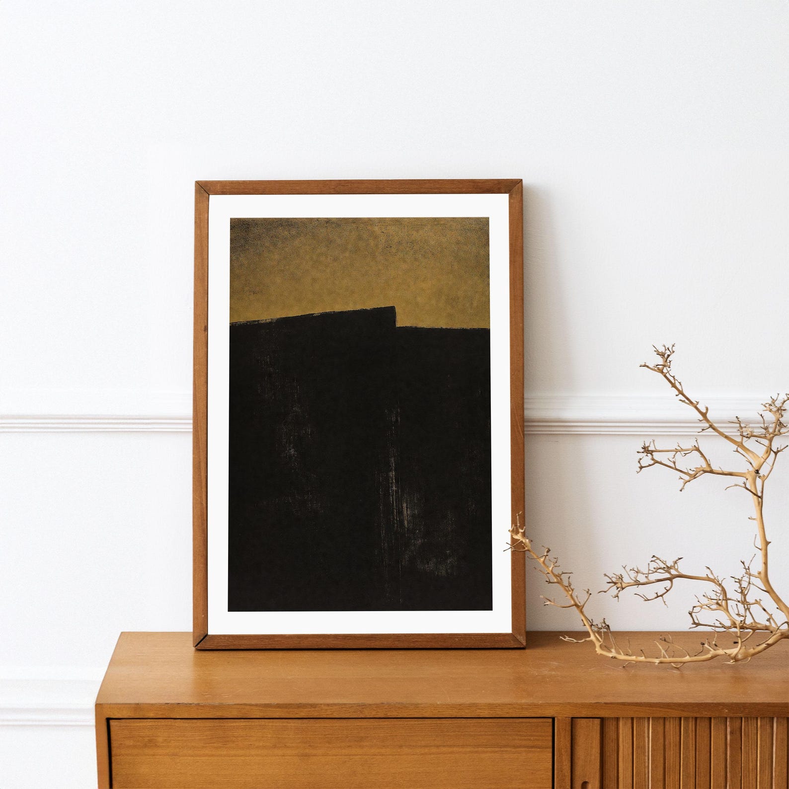 Black and Gold Abstract Art Print: Vintage Minimalist Wall Decor ...