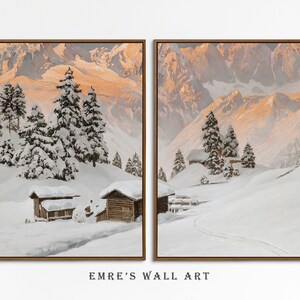 Winter Landscape Painting Set Rustic Winter Prints Winter - Etsy