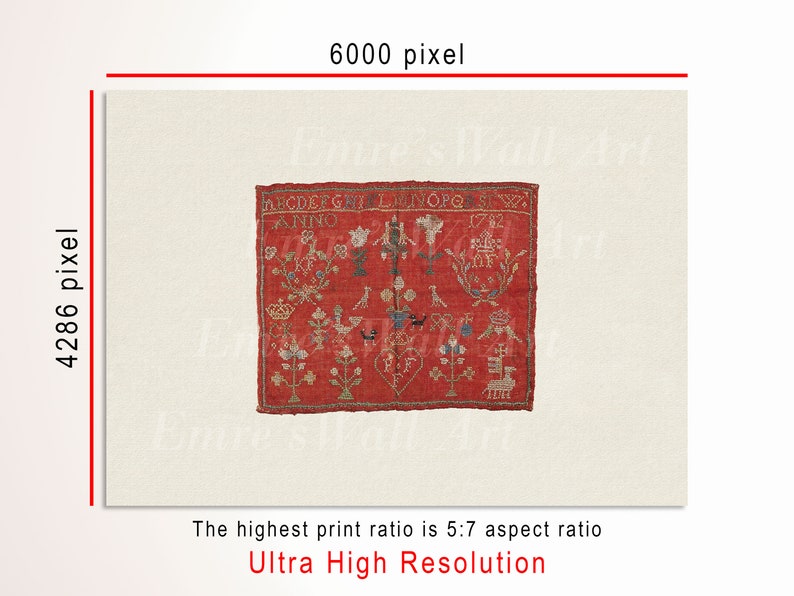 Antique Tapestry Art Print: Vintage Red Textile Wall Decor (digital ...