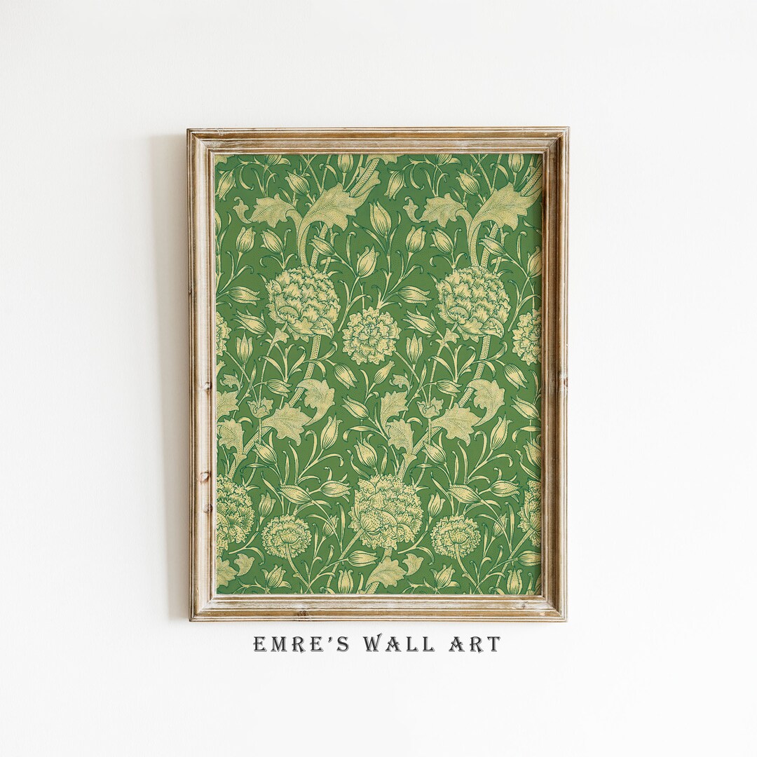 Farmhouse Botanical Pattern Print, Vintage Floral Painting Wall Art ...