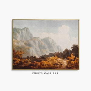 Fall Wall Art, Autumn Landscape Painting, Vintage Fall Painting, Rustic ...