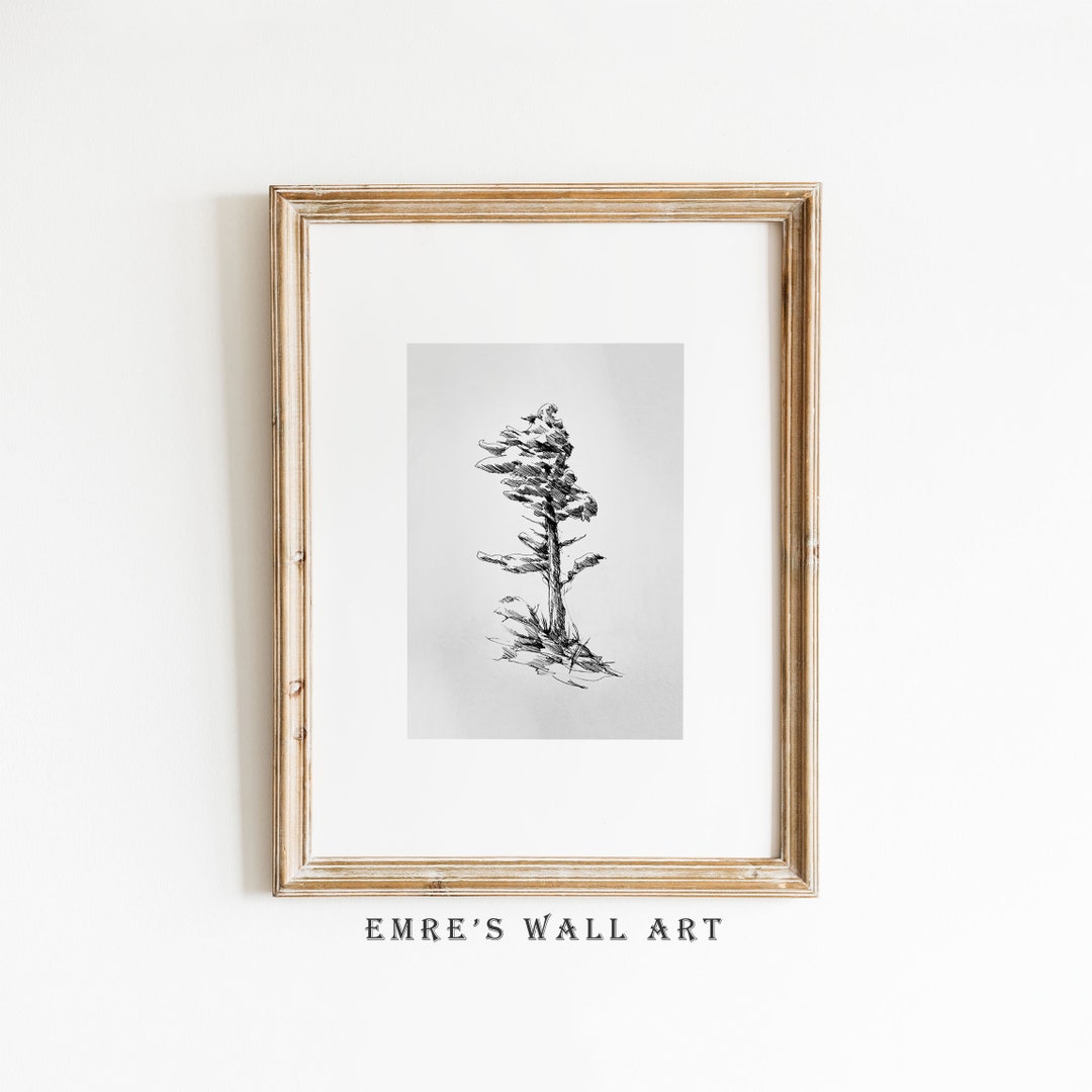 Minimalist Antique Tree Sketch Art Simple Tree Sketch - Etsy