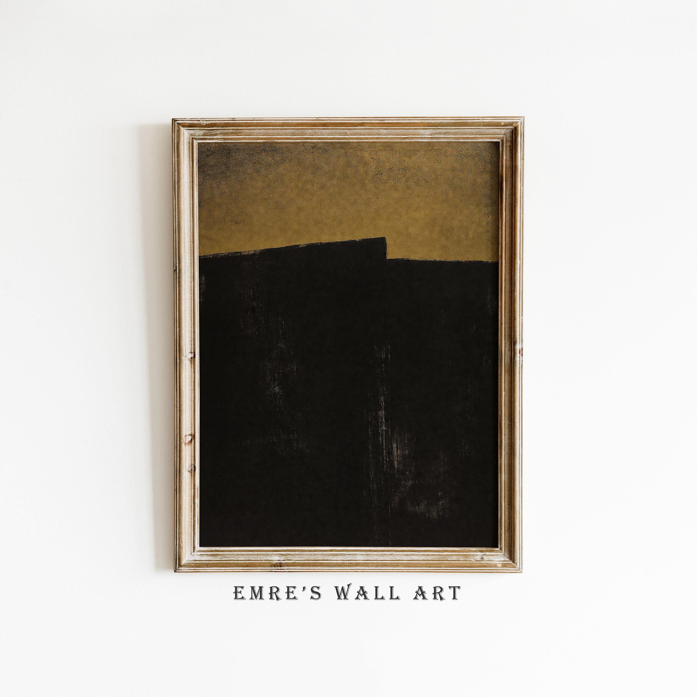 Black and Gold Abstract Art Print: Vintage Minimalist Wall Decor ...