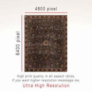 Rug Pattern Wall Art, Vintage Textile Art Print, Antique Tapestry ...