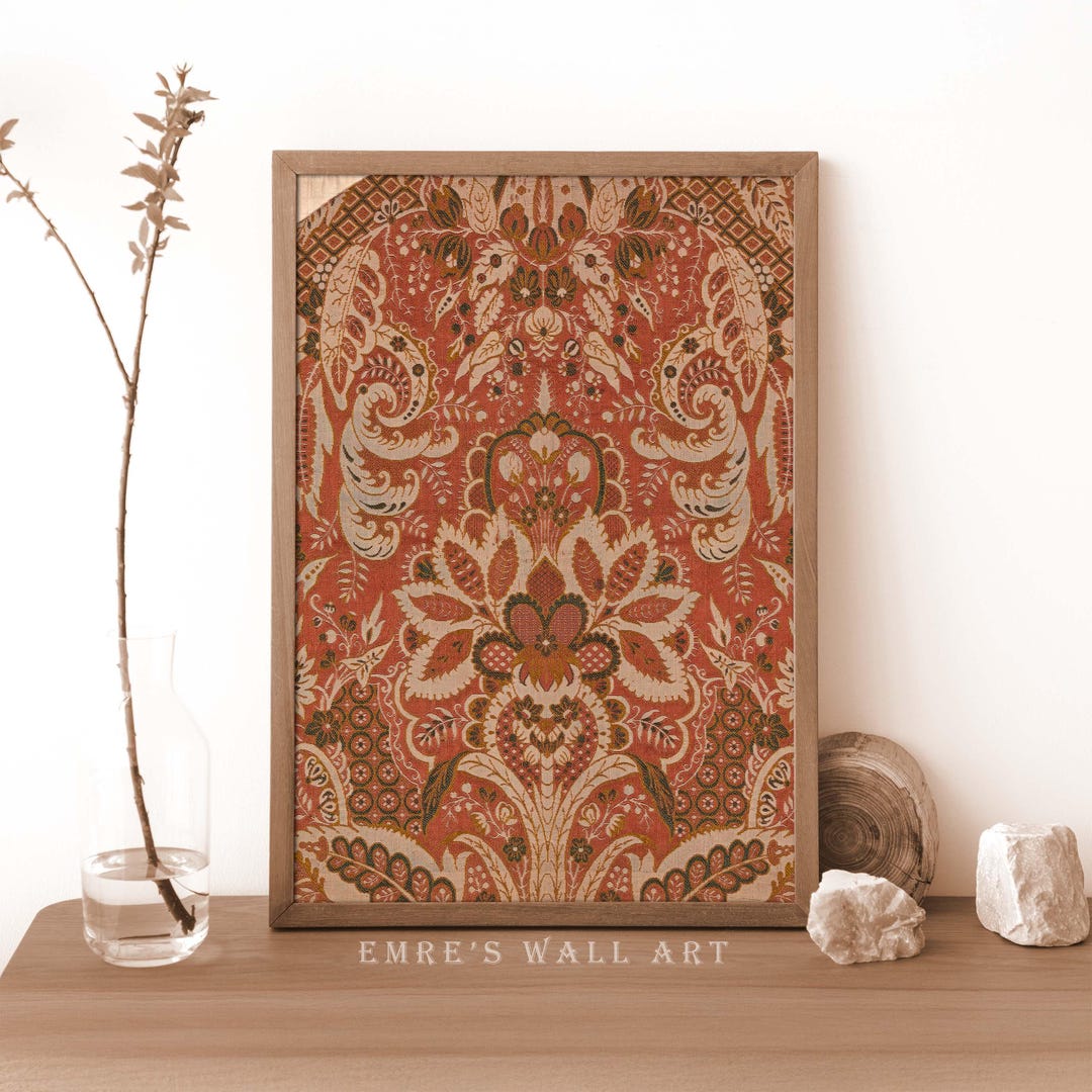Vintage Textile Print, Antique Fabric Pattern Wall Art, Printable Rug ...