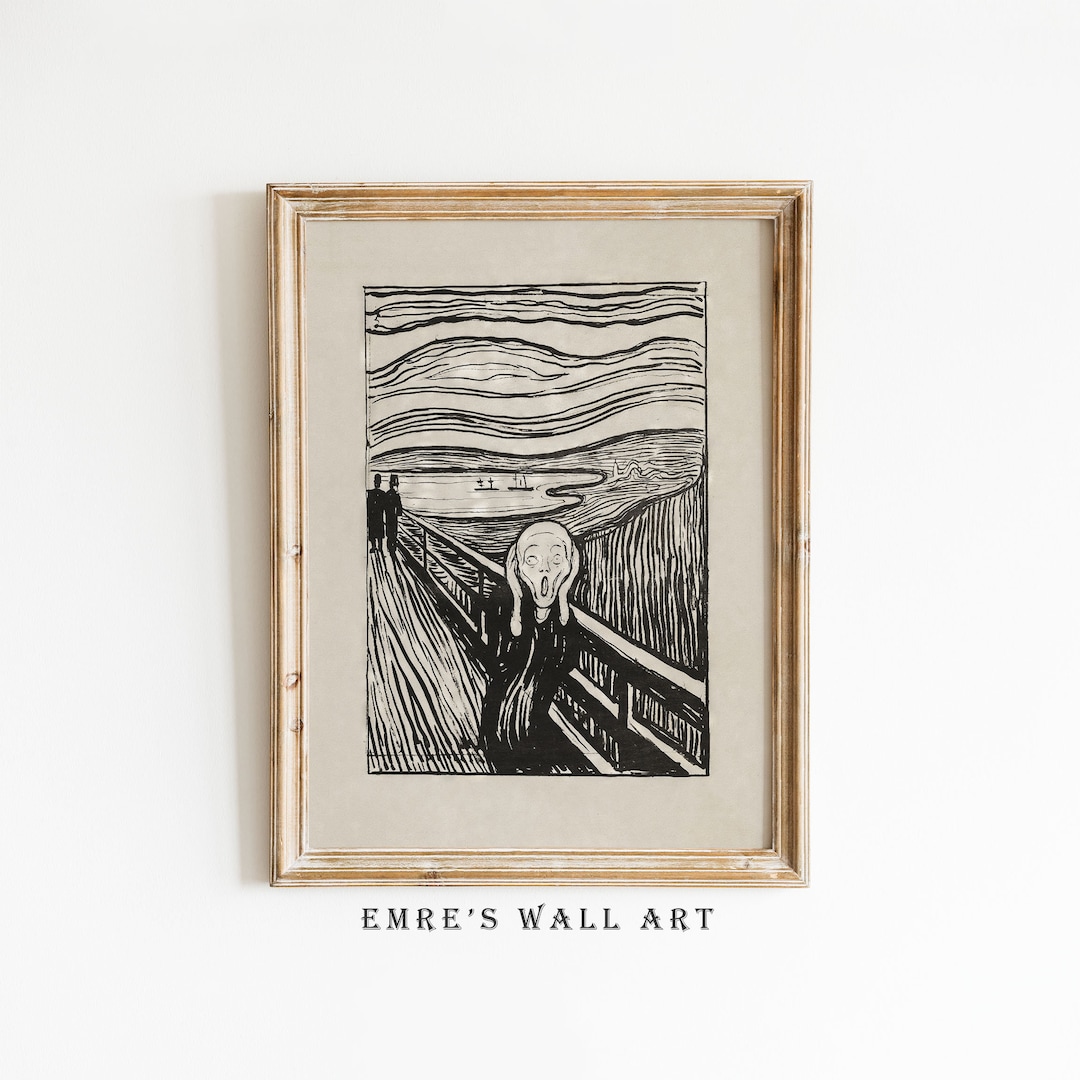 The Scream Edvard Munch, Vintage Sketch Art Print, Figure Sketch Print ...