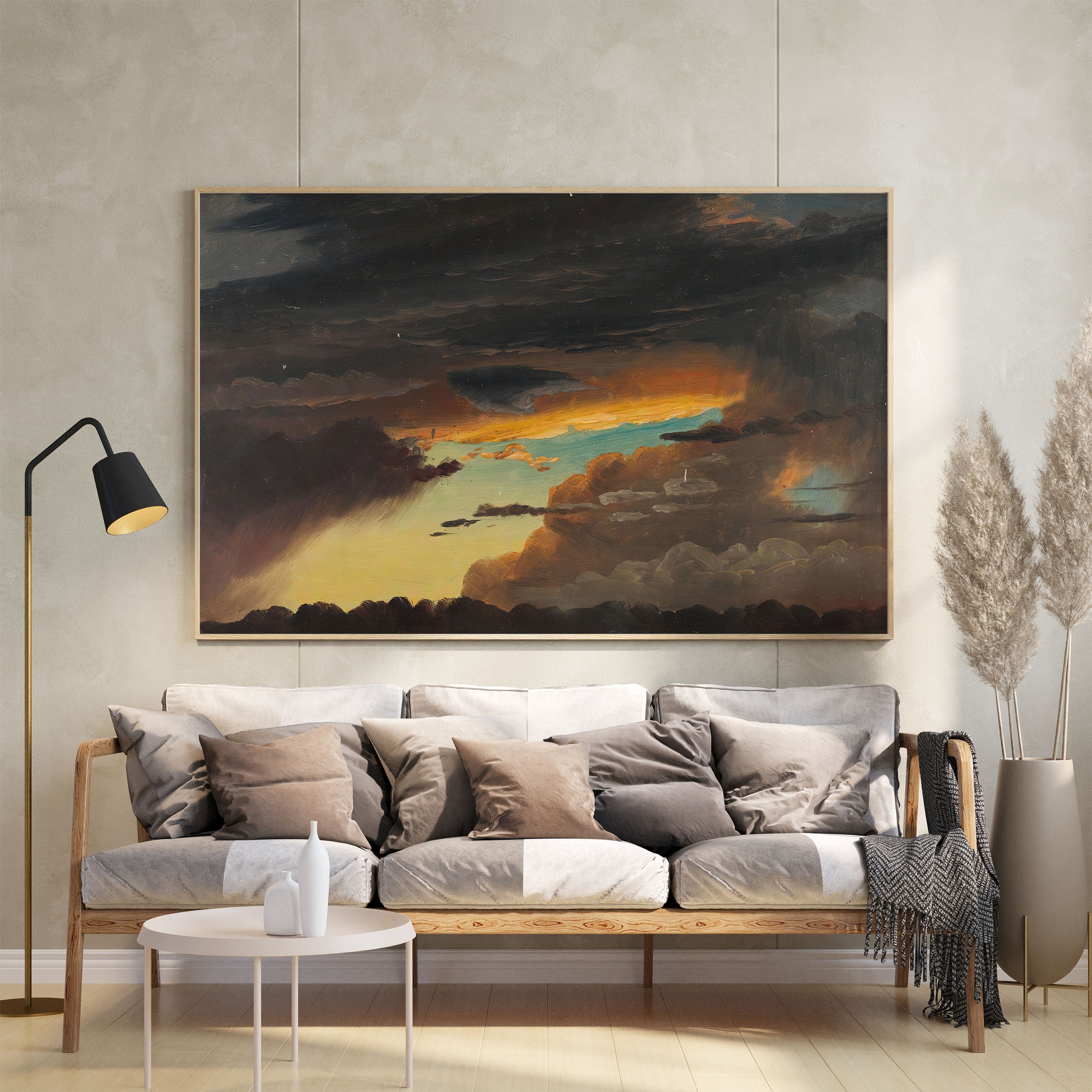 Vintage Cloud Art Print Moody Cloud Oil Painting Sunset Sky - Etsy