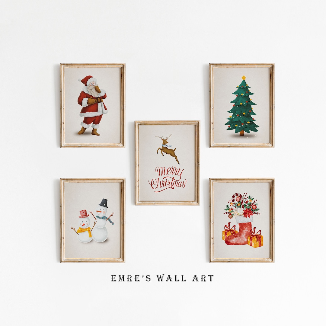 Christmas Wall Art Set, Christmas Prints Gallery Wall Set, Gallery Set ...