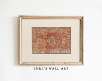 Antique Rug Printable Wall Art | Vintage Textile Pattern Print ...