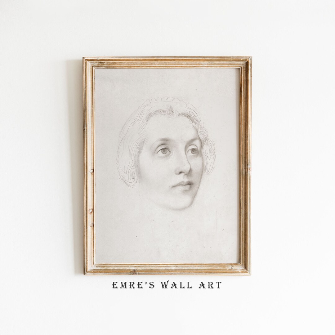 Neutral Woman Sketch Art Print: Female Portrait Study (digital Download ...