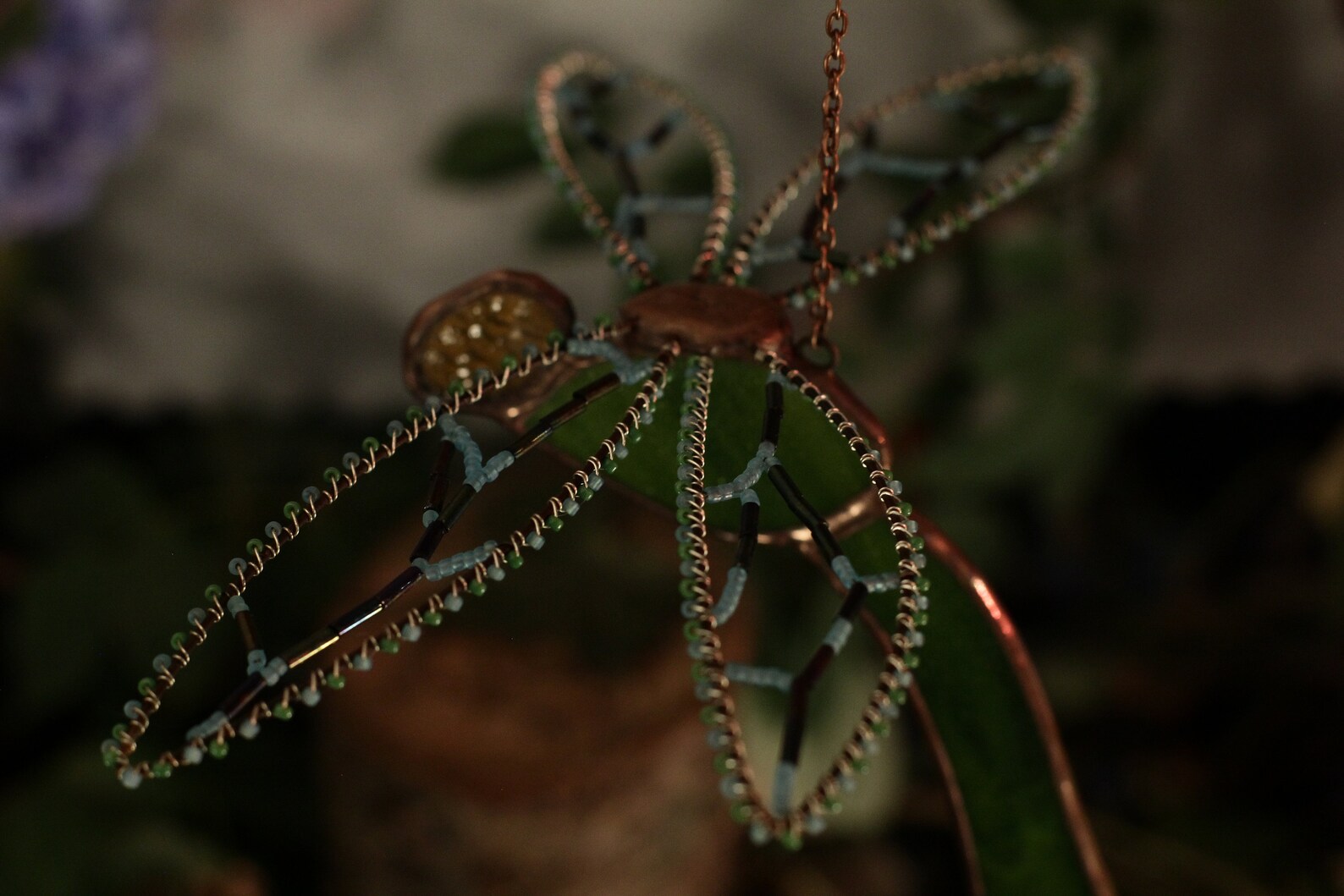 Enchanting Forest Sprite: Bright Green Stained Glass Dragonfly, Ceiling ...