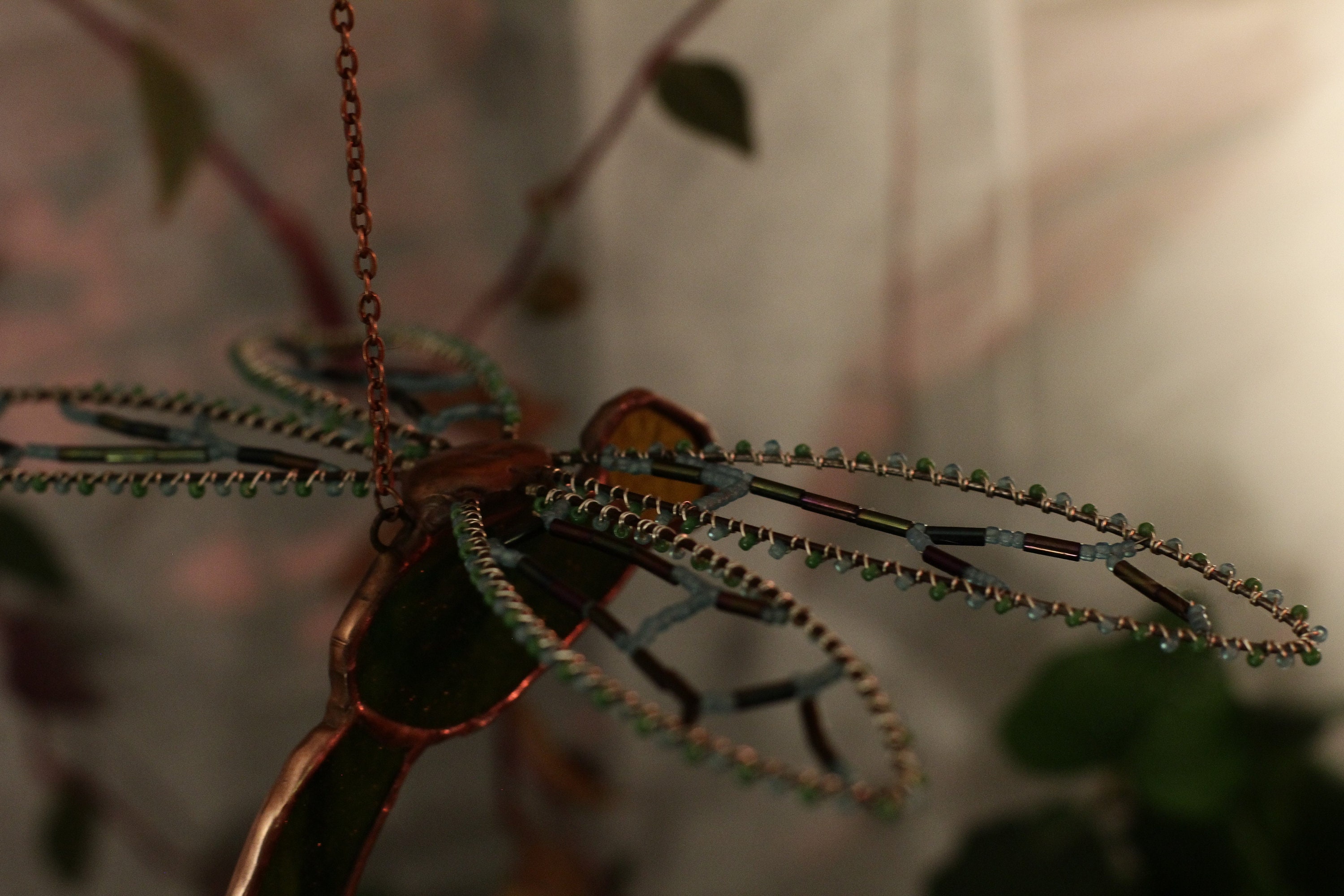 Enchanting Forest Sprite: Bright Green Stained Glass Dragonfly, Ceiling ...