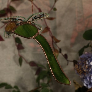 Enchanting Forest Sprite: Bright Green Stained Glass Dragonfly, Ceiling ...