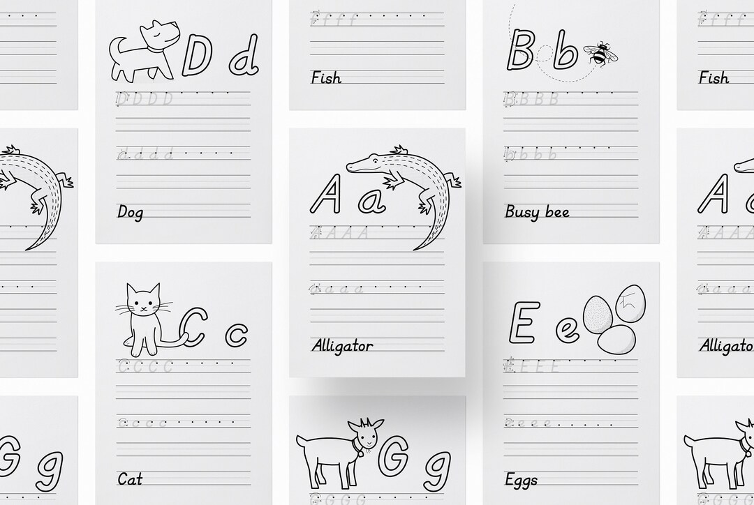 Alphabet A-Z Handwriting Practice Sheets, Printable ABC Worksheets ...