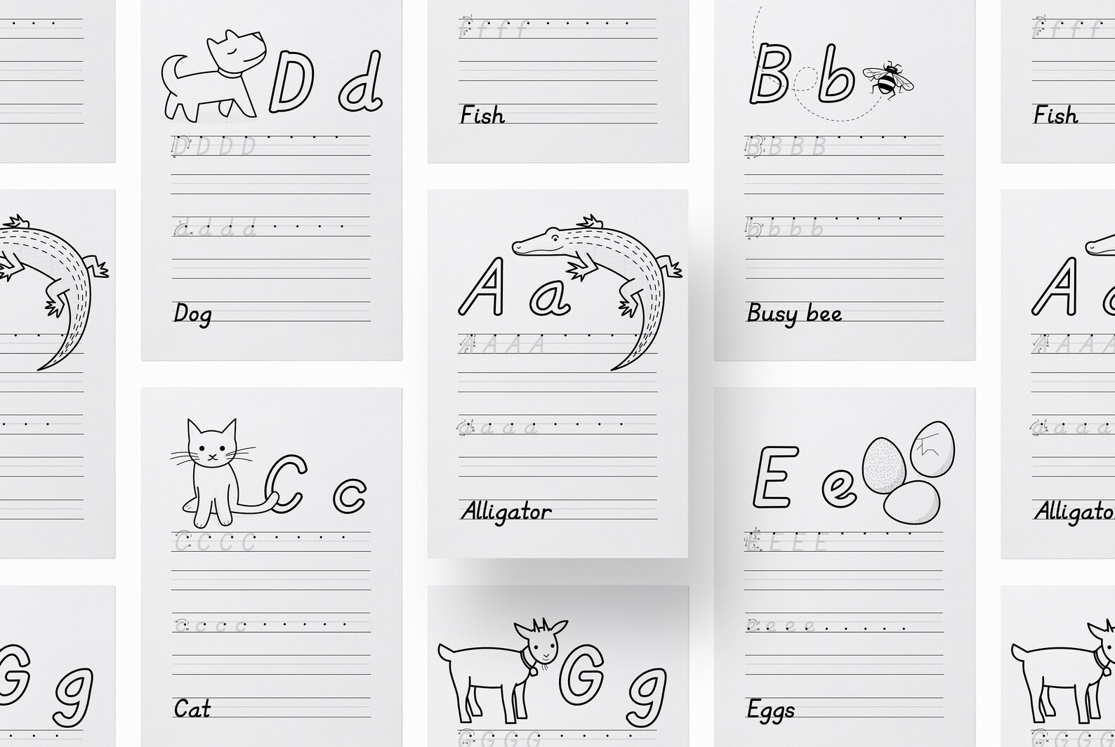 Alphabet A-Z Handwriting Practice Sheets, Printable ABC Worksheets ...