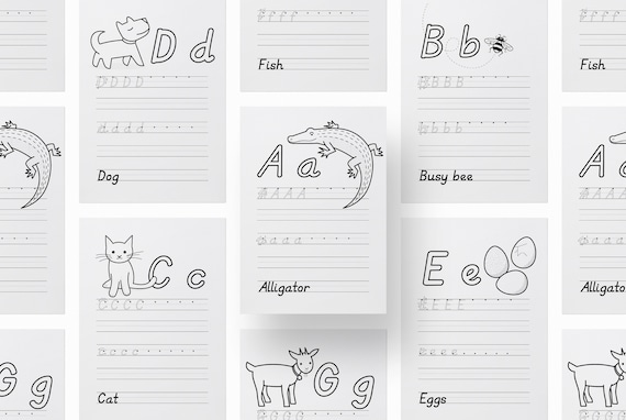 Alphabet A-Z Handwriting Practice Sheets Printable ABC - Etsy