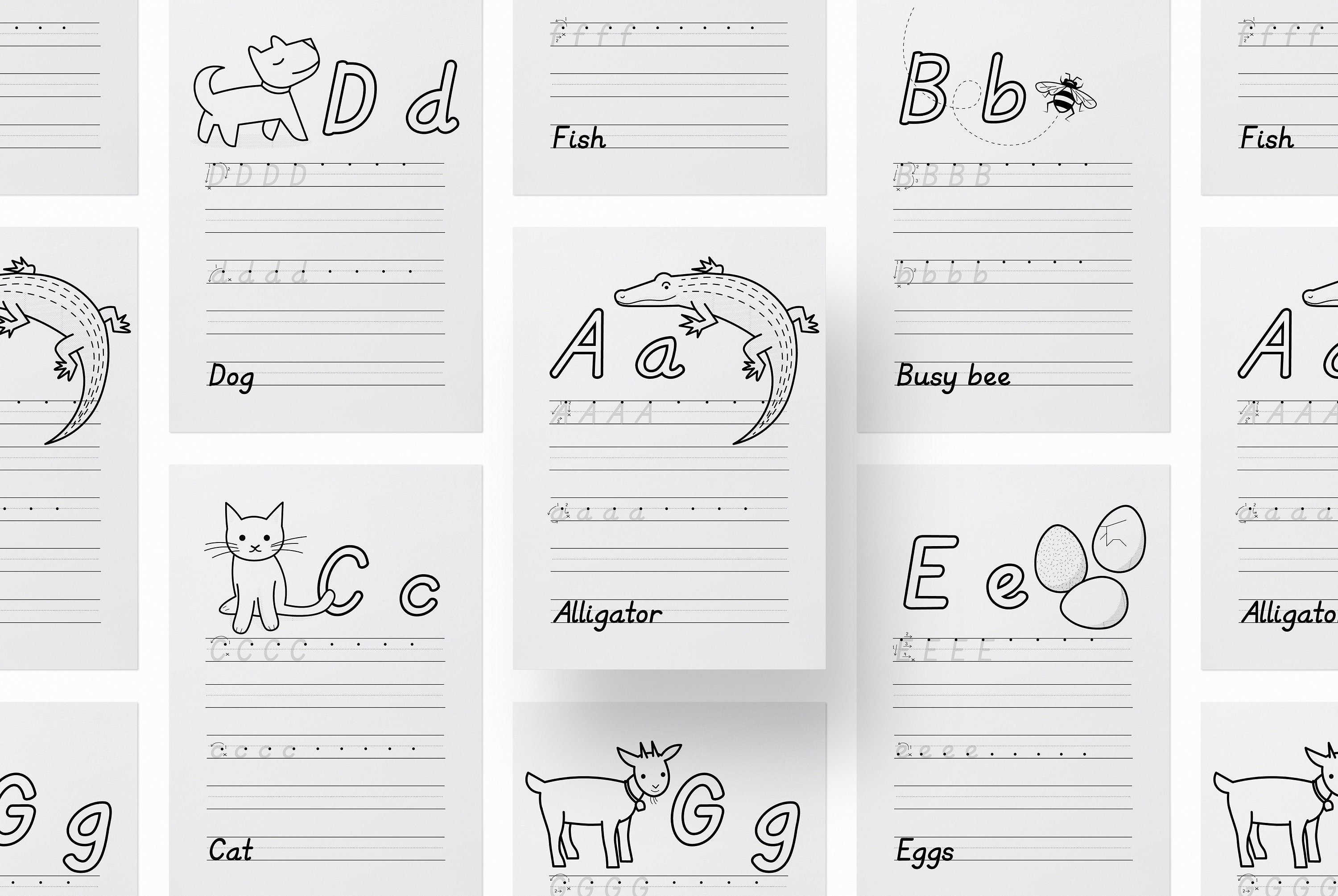 Alphabet A-Z Handwriting Practice Sheets, Printable ABC Worksheets ...