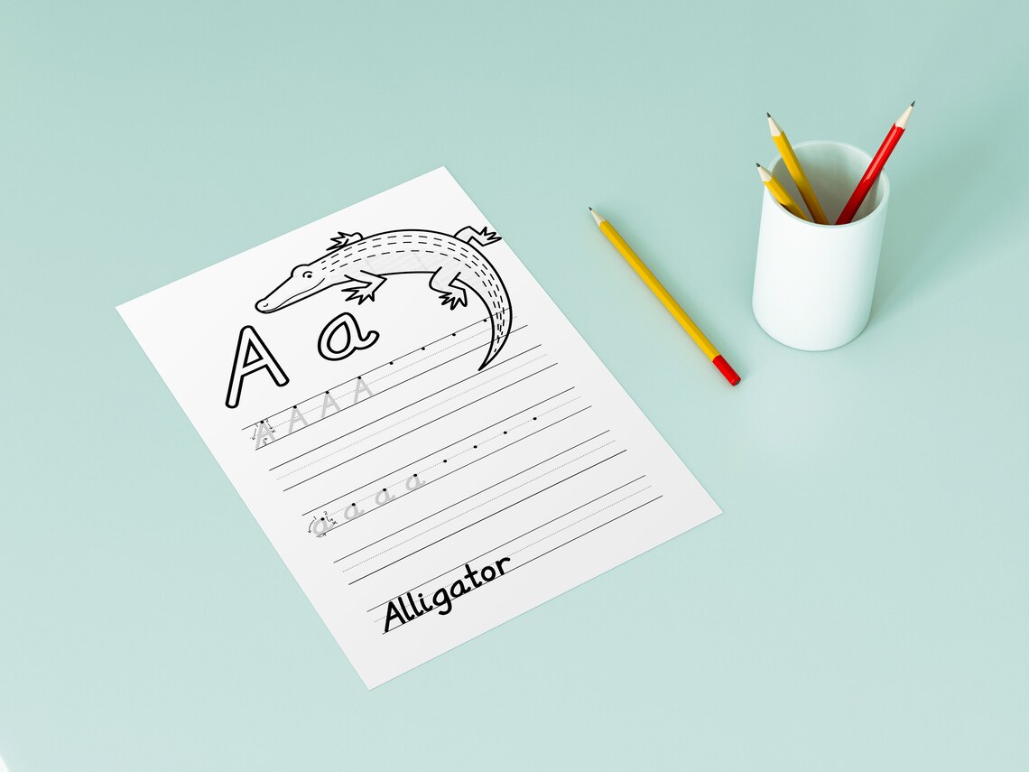 Alphabet A-Z Handwriting Practice Sheets Printable ABC - Etsy